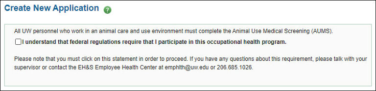 Create New Application - AUMS
