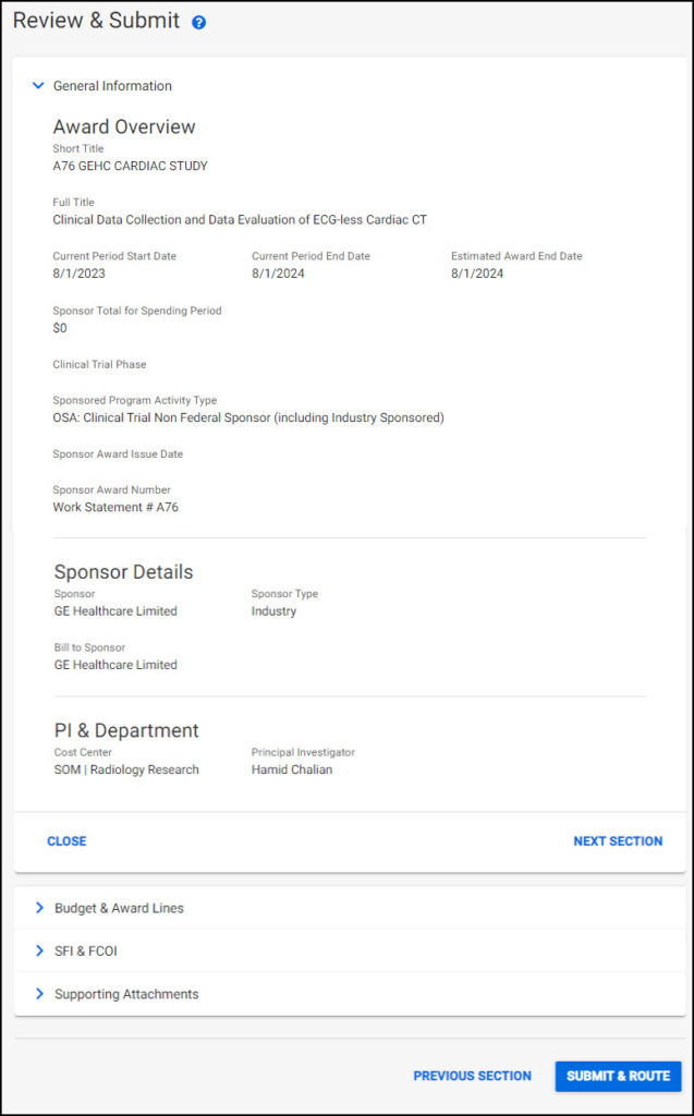 ASR Review & Submit - SAGE