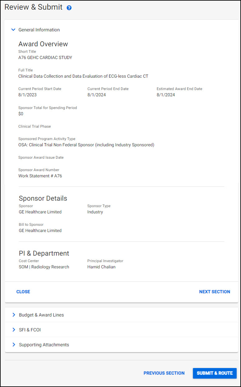 ASR Review & Submit - SAGE