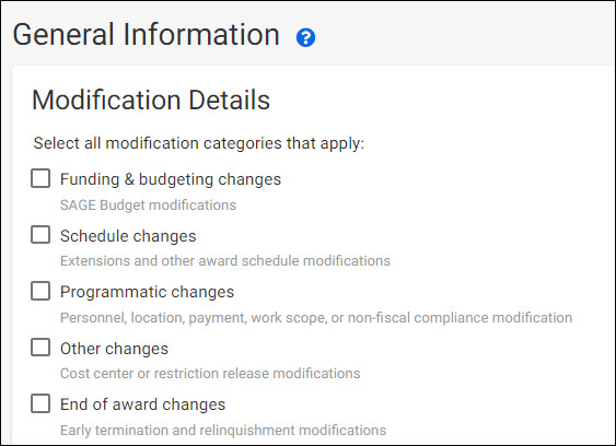 MOD General Information - SAGE