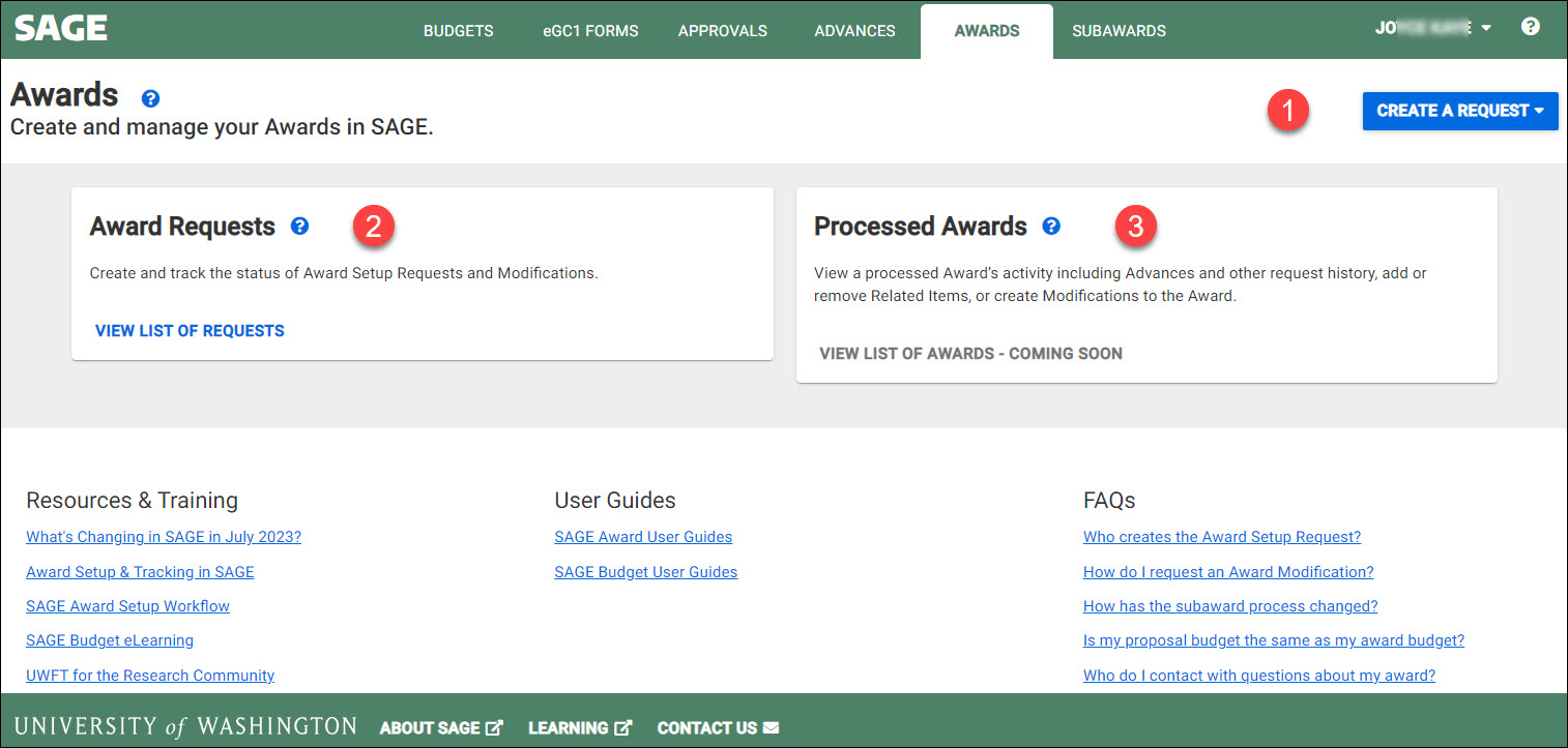 Awards Landing Page - SAGE