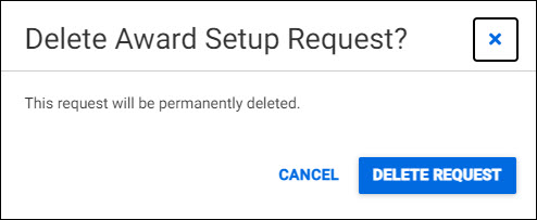Award Setup Request Header and Navigation - SAGE Central