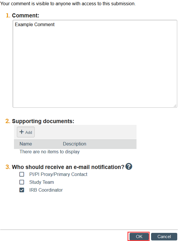 Other Actions- Add Comment- Example Comment - UW Research