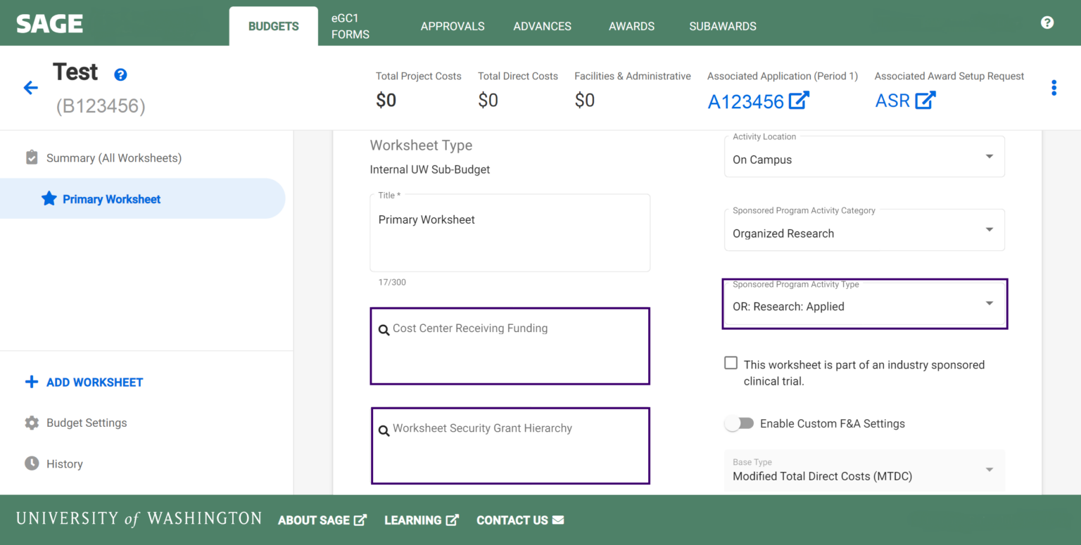 Tips for success - Award Setup and Modifications Requests in SAGE - UW Research