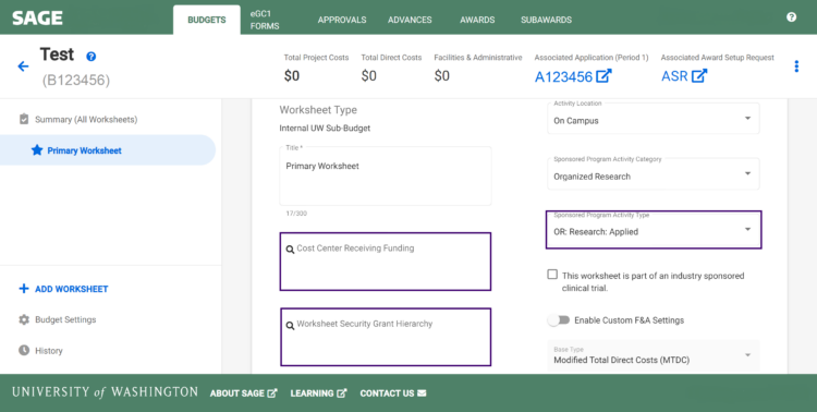 Tips for success - Award Setup and Modifications Requests in SAGE - UW ...