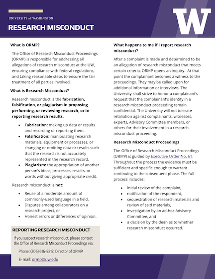 What is ORMP one sheet - UW Research