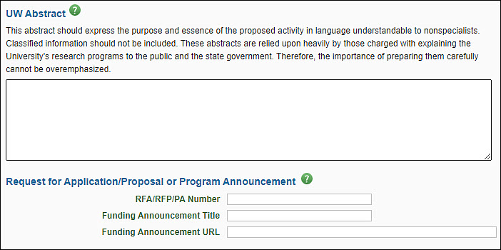 Abstract and RFA/RFP - UW Research